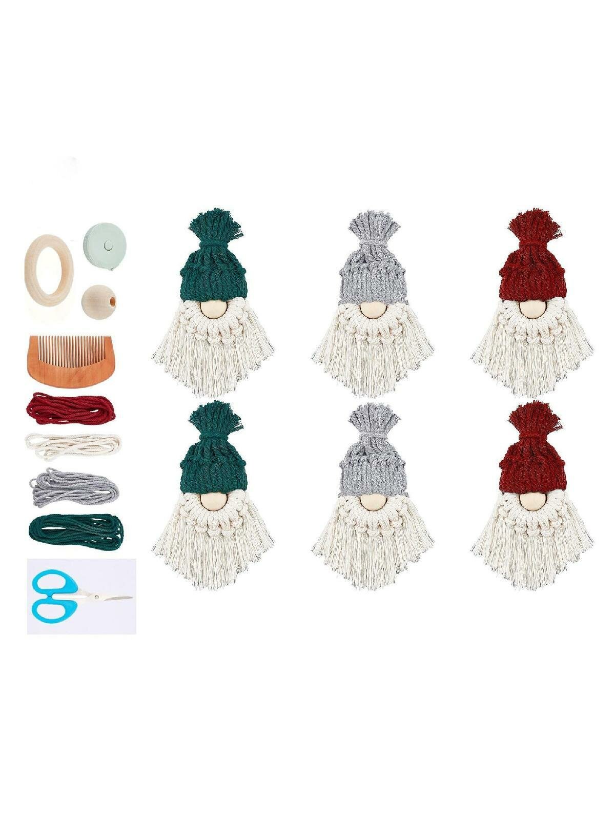 Набор для изготовления макраме Санта-Клауса на елку, На фото изображена шестерка пи