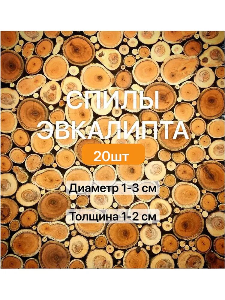 Деревянные кругляши из Эвкалипта диаметр 1-3см 20 шт