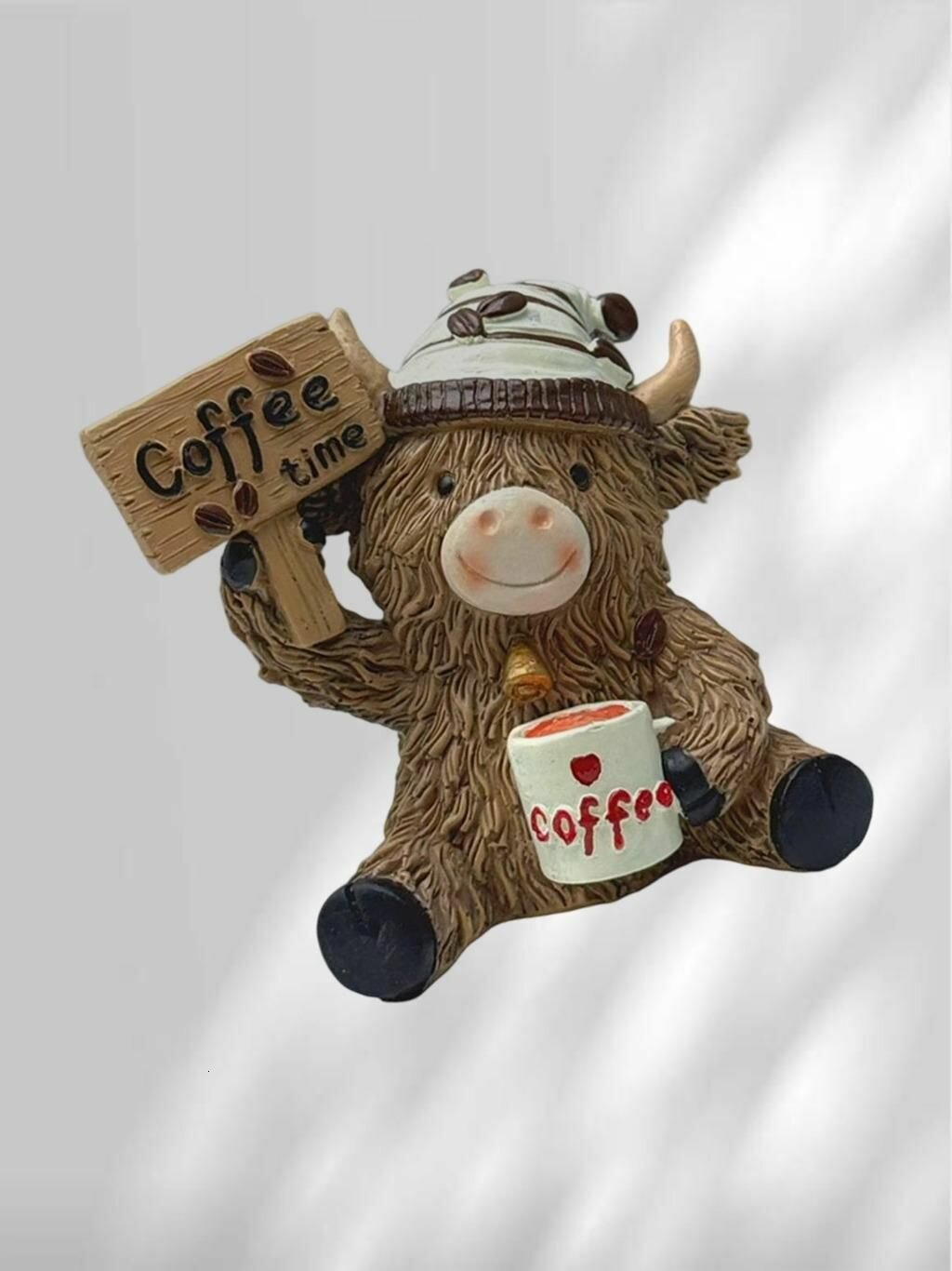 Реалистичная фигурка коровы хайленд, - Кофейная корова - это холдинг