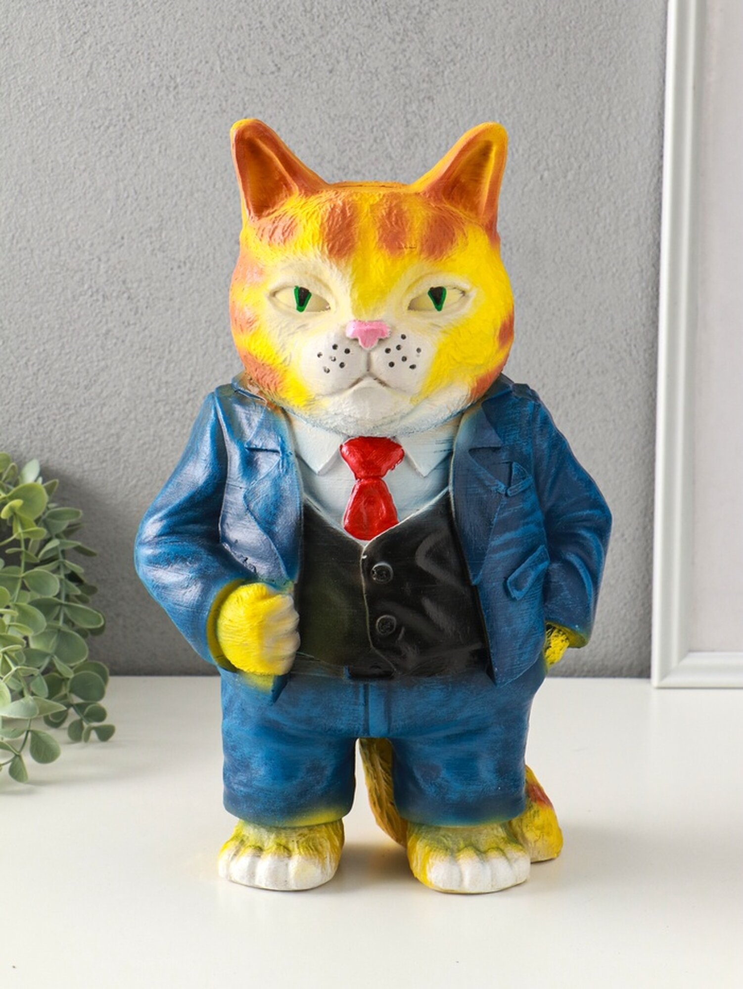 Копилка Хорошие сувениры «Кот Тимофей», полистоун, 35 см, рыжий