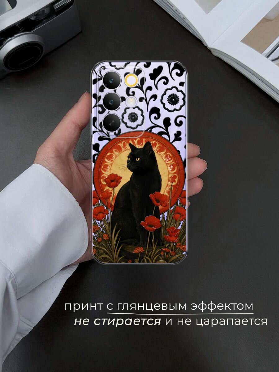 Силиконовый чехол на Realme C85 / Реалми C85 с принтом Кот в маках — фото 1
