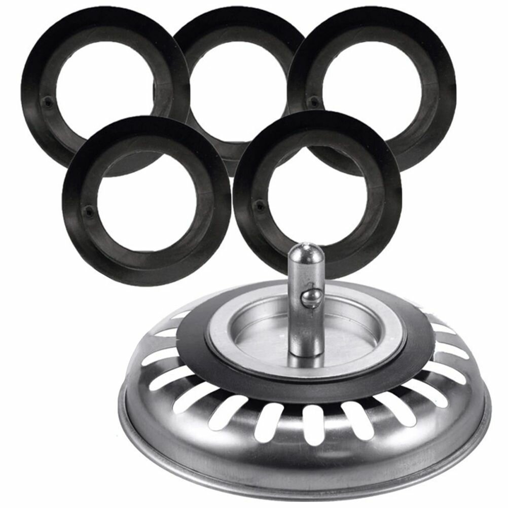 Комплект из 5 черных резиновых уплотнительных колец для сифона кухонной мойки