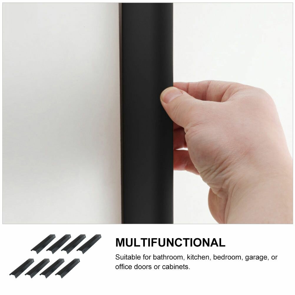 Ручка Для Двери Скрытого Монтажа, Черная, 120Мм, 8Шт, Прямоугольная Форма