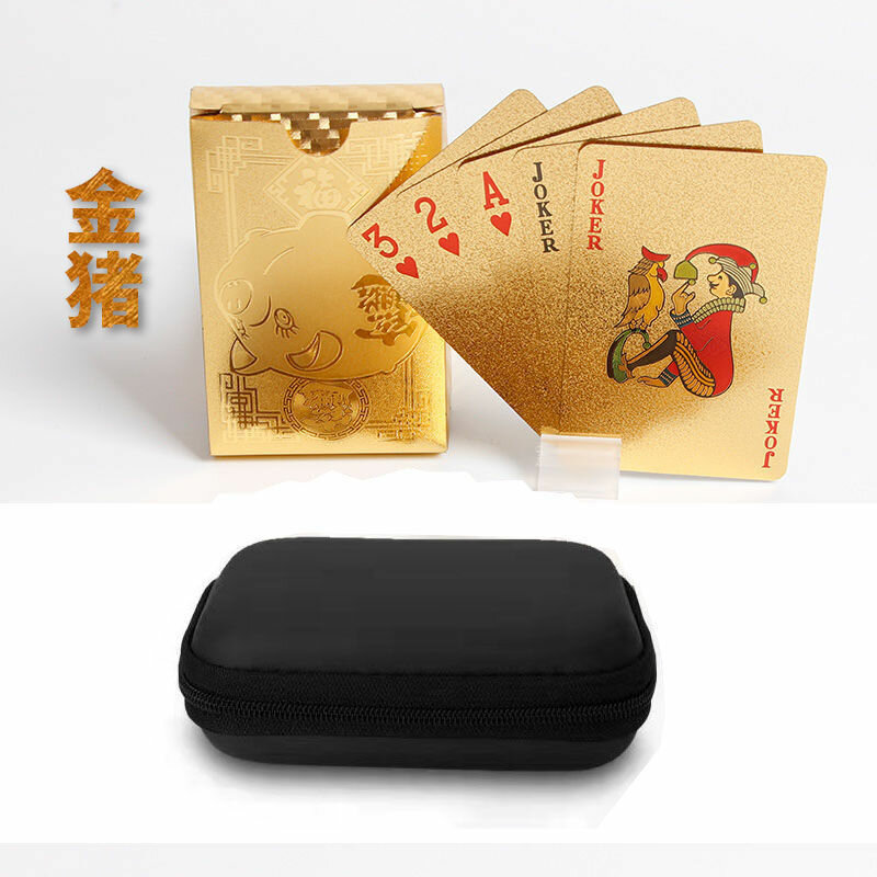 Золотые покерные карты, моющиеся, долговечные, золотая фольга, подарок для покера, пластиковые PVC, бридж, маджонг, внешняя торговля