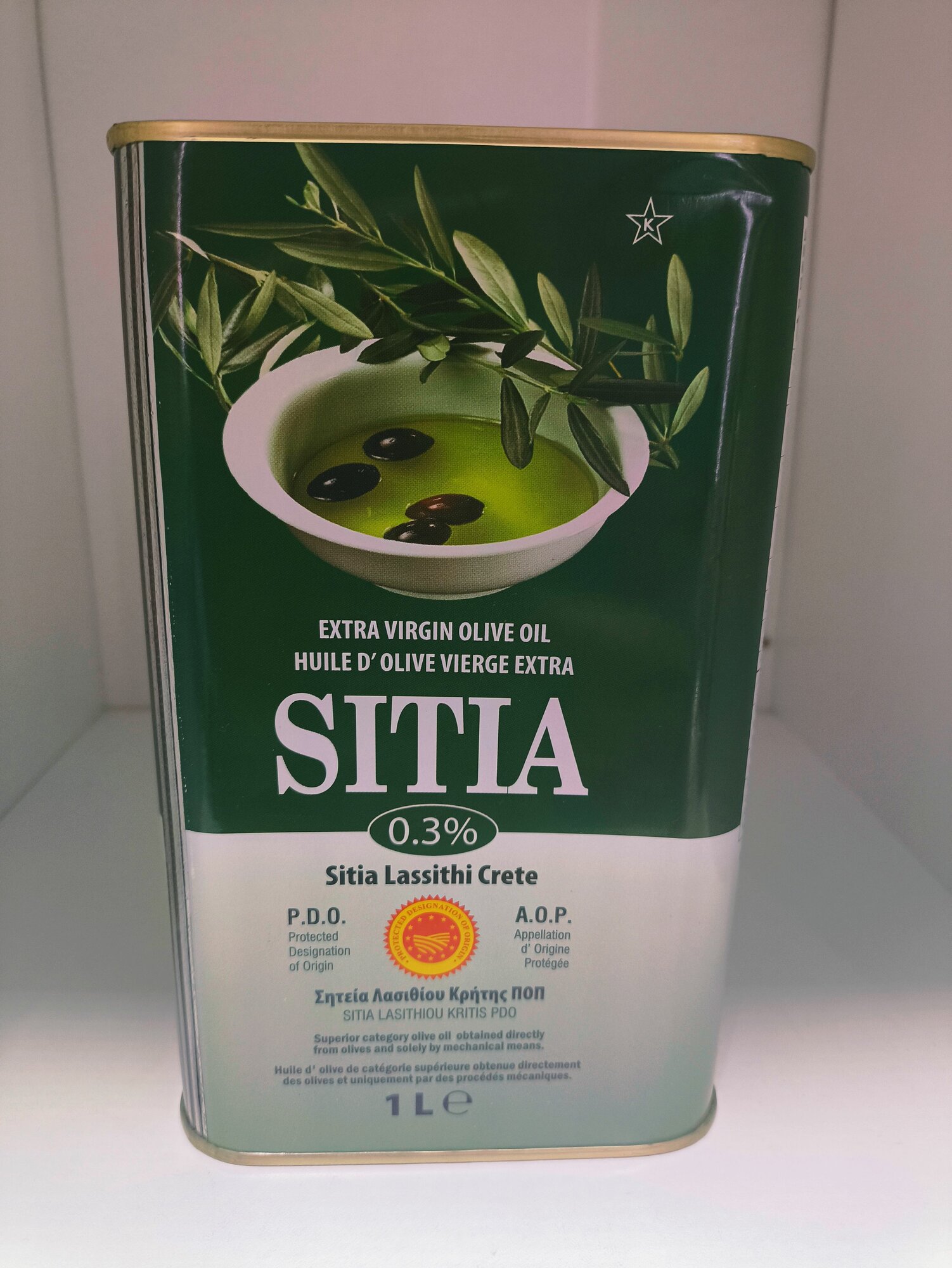 Оливковое масло Sitia 0.3% Extra Virgin 1л, Греция