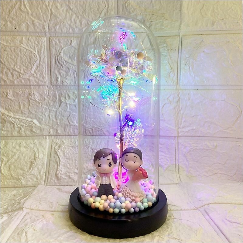 Вечная роза Роза в колбе с подсветкой вечная, цветок, ночник, светильник, подарок на свадьбу или годовщину свадьбы, девушке, любимой жене