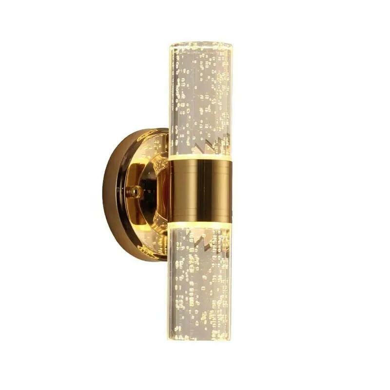 Стена лампа BD003, Кристалл, Пластик, Золото, Белый, Прозрачный, LED, 8 Вт, 2 лампы, 4500 К, Дневной белый, Регулировка температуры цвета, 220-240 В, IP36, 5 м², Цилиндр, Стена монтаж, Винт, 110x230x230 мм, Картон, Китай, 1 шт