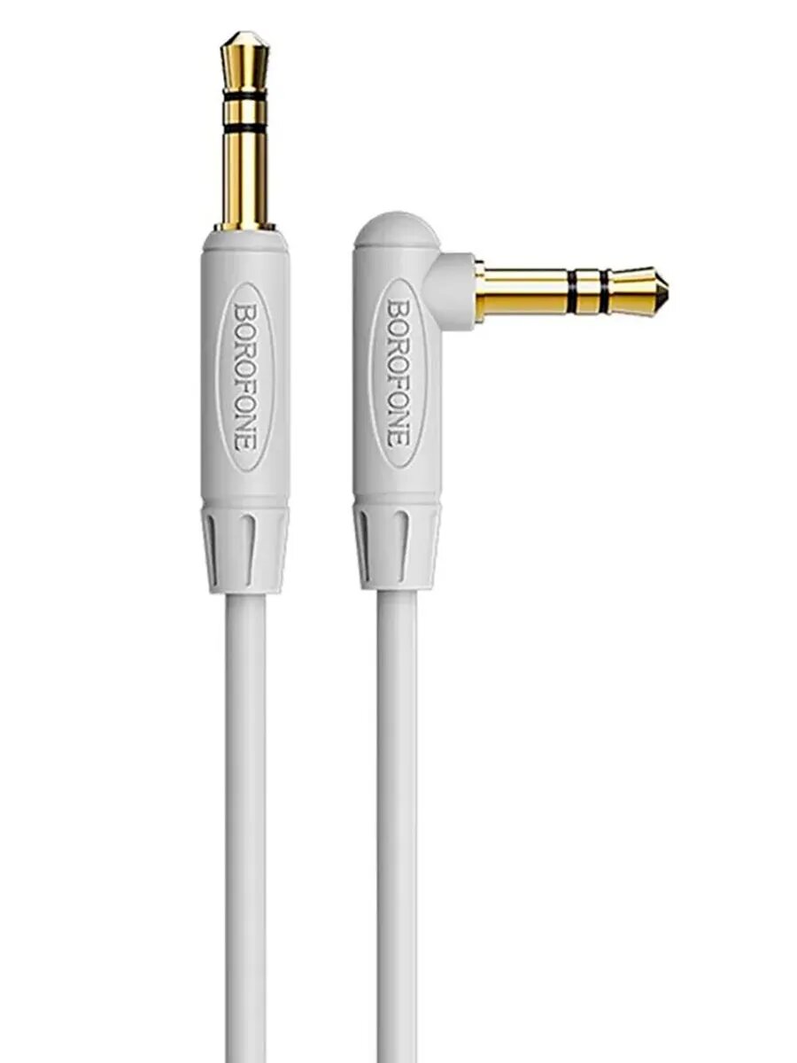 Аудиосоединитель Borofone BL4 AUX 3.5мм-3.5мм Jack, 1 метр, серый / кабель для наушников / провод аукс в машину (Г-образный штекер)