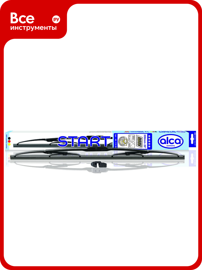 Щетка стеклоочистителя Alca 20/50 см START 115200 всесезонная каркасная конструкция с крючковым креплением