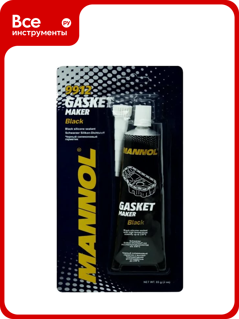 Силиконовый герметик MANNOL Gasket Maker Black от -40С до +230С, черный, 85 г 2408