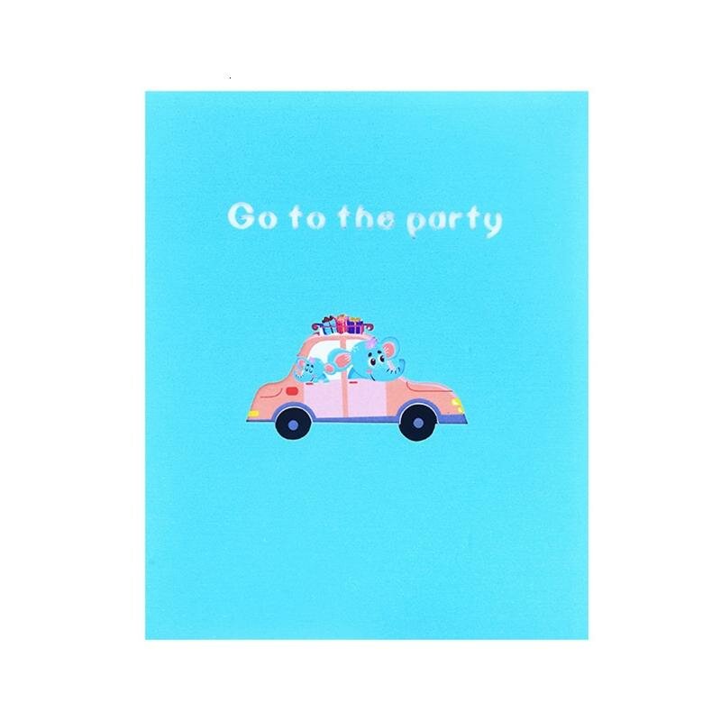 3D-открытка с поп-ап слоном, Синий