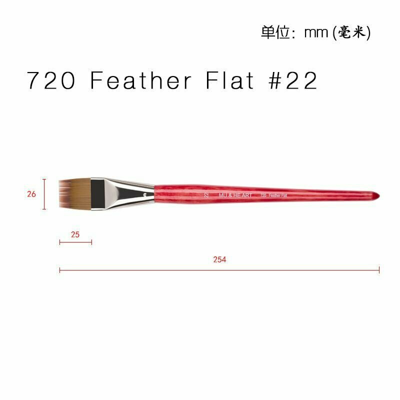 Нейлоновые щетинки, имитирующие перья, двухслойная плоская мягкая кисть для гуаши, акварели и традиционной китайской живописи, натуральная текстура 720F.