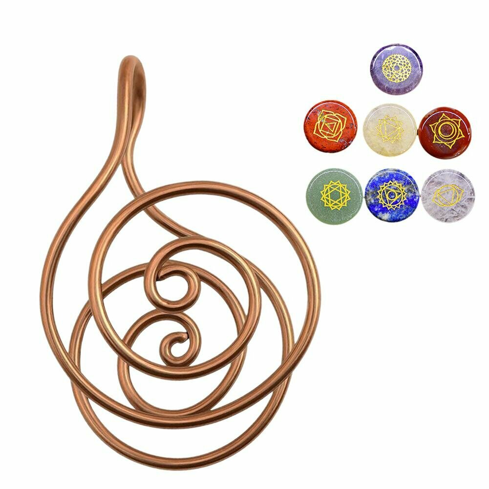 Медные кольца для женщин, целебные спиральные кольца на руку с кристаллами, медное кольцо на ладонь, спиральные кольца для рейки, украшения для медитации и исцеления чакр, подарок для женщин и мужчин.