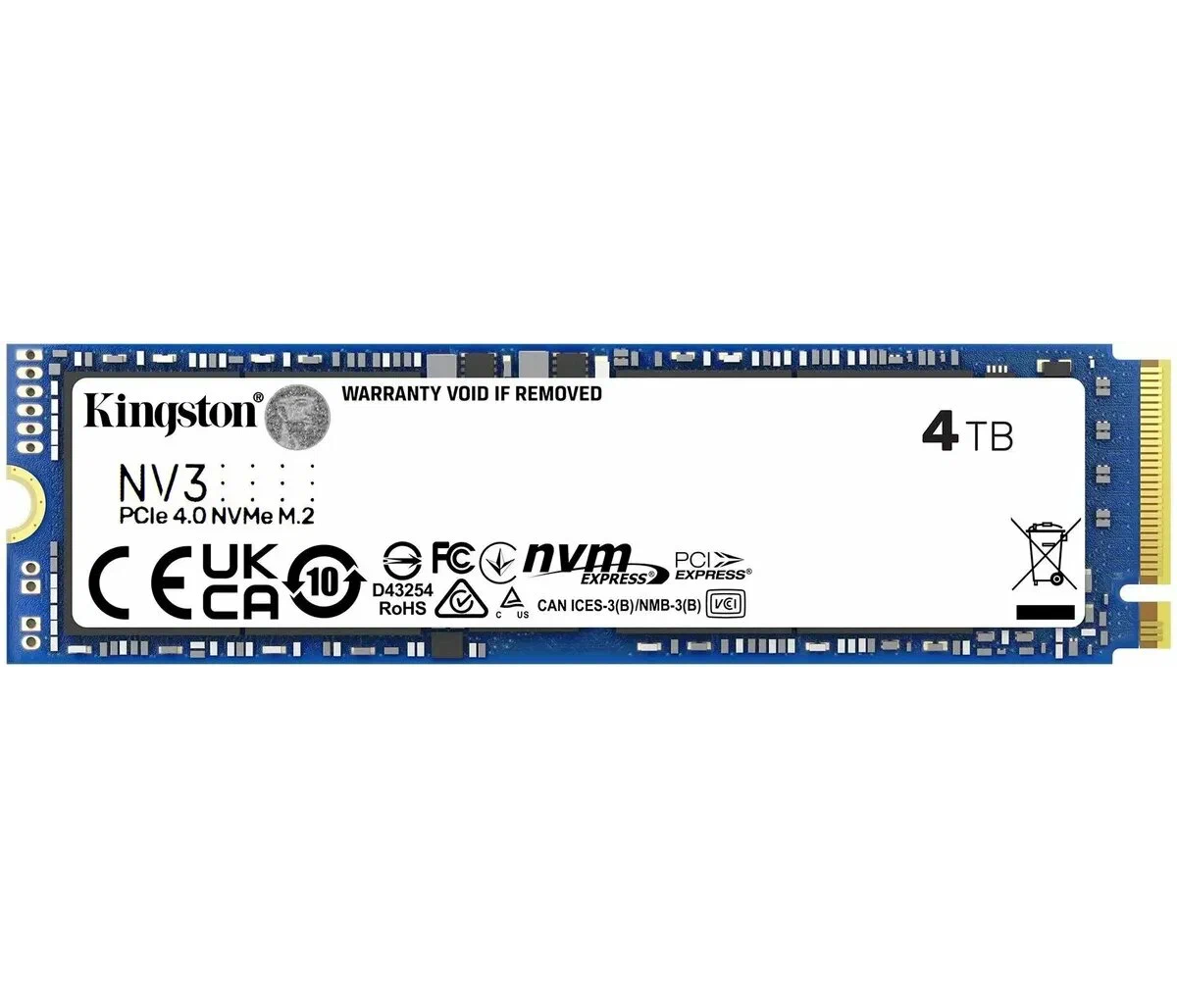SSD накопитель Kingston NV3, 4 ТБ, M.2 2280, NVMe, PCIe 4.0 x4 (SNV3S/4000G)