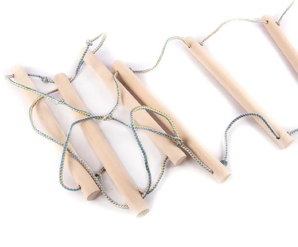 Лестница детская деревянная подвесная / Веревочная лестница (длина 1,5 м, 7 ступеней, до 35 кг)