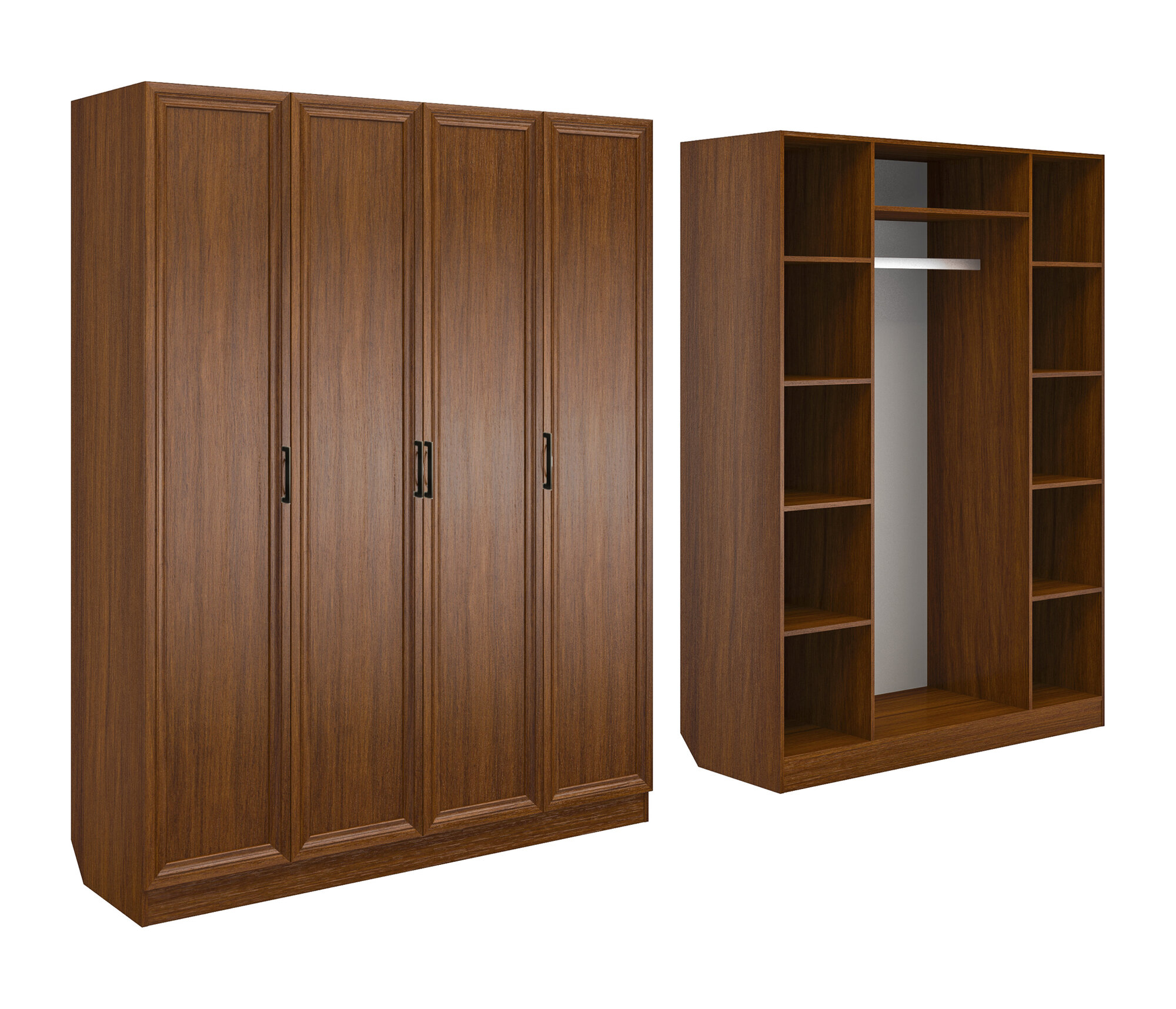 Шкаф распашной, шкаф для одежы, гардероб 160/210/52 ШК-4 Орех