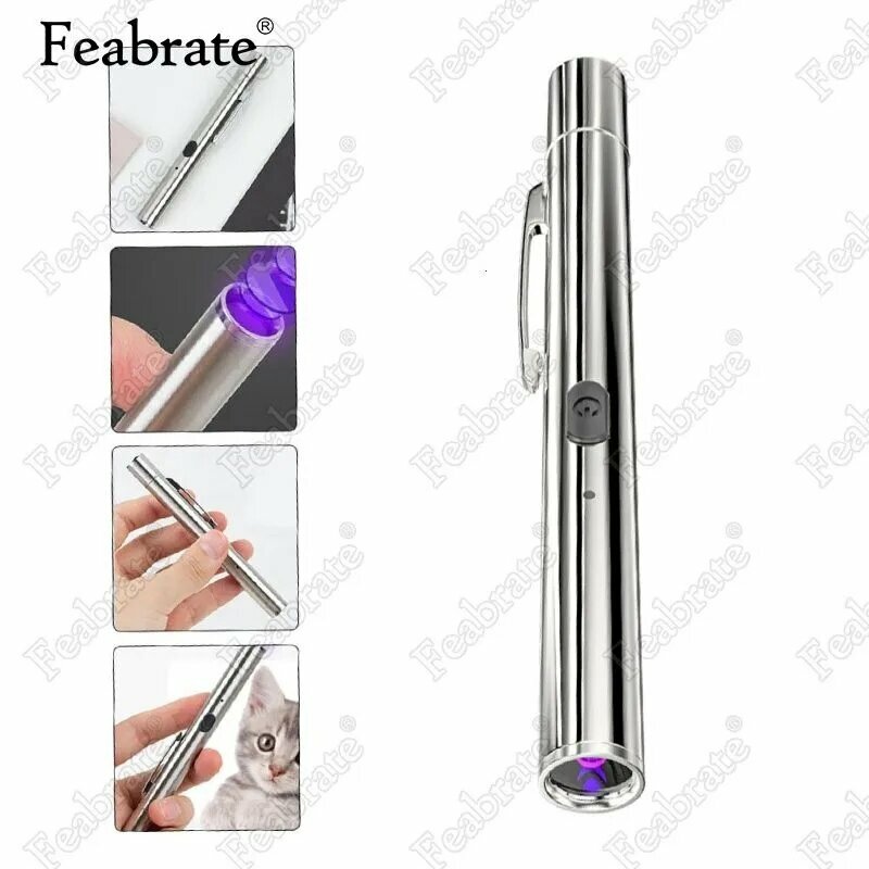 Портативная лампа Вуда, УФ-черный свет для ухода за домашними собаками / кошками, детектор стригущего лишая кошек, детектор мочи домашних животных, перезаряжаемый 500600