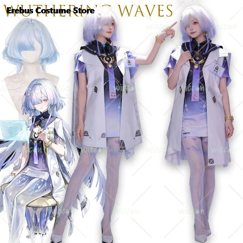 Wuthering Waves Mornye Косплей костюм L, suit wig