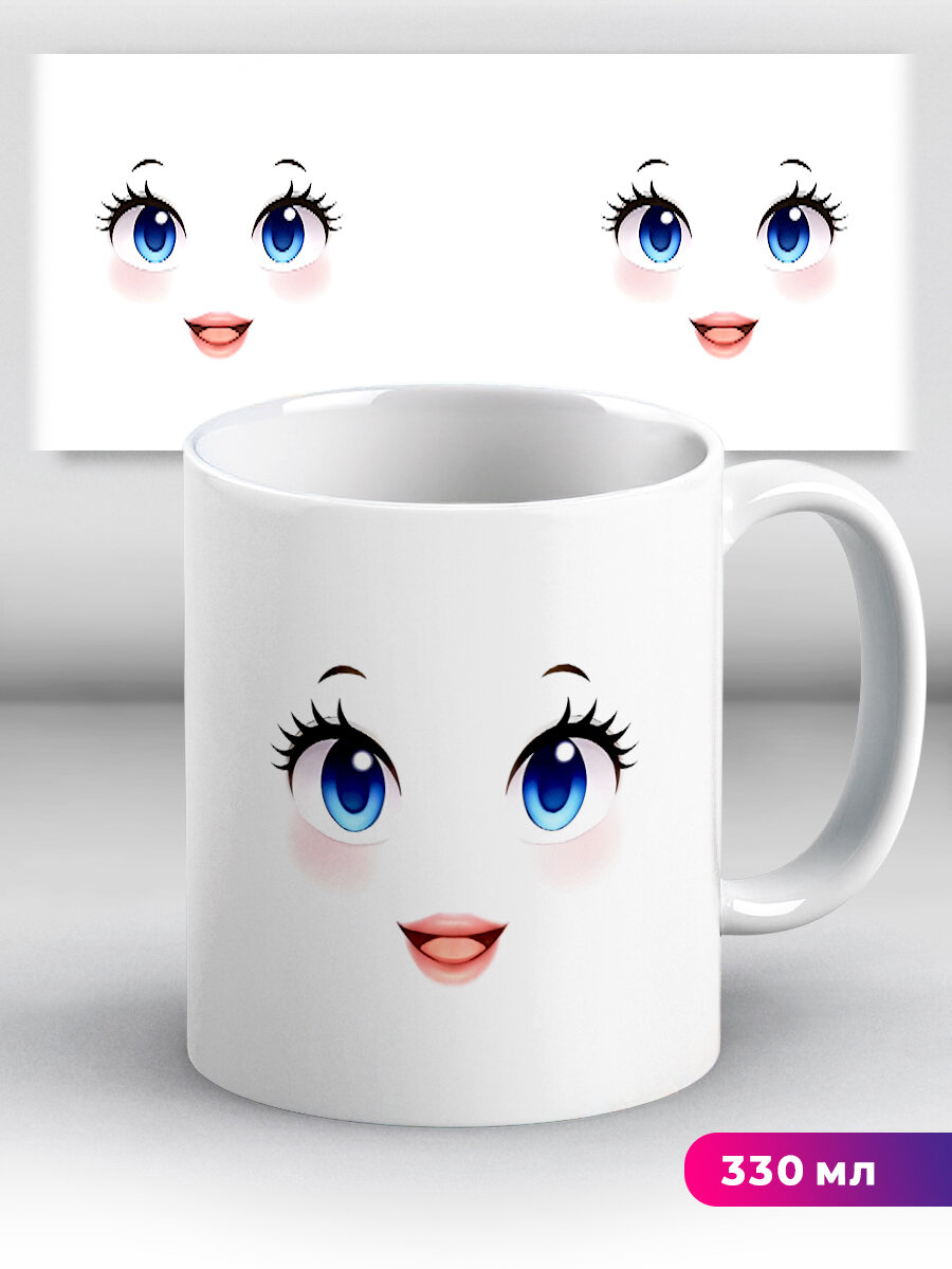 Кружка Roblox Роблокс лицо Женское Face Woman голубые глаза