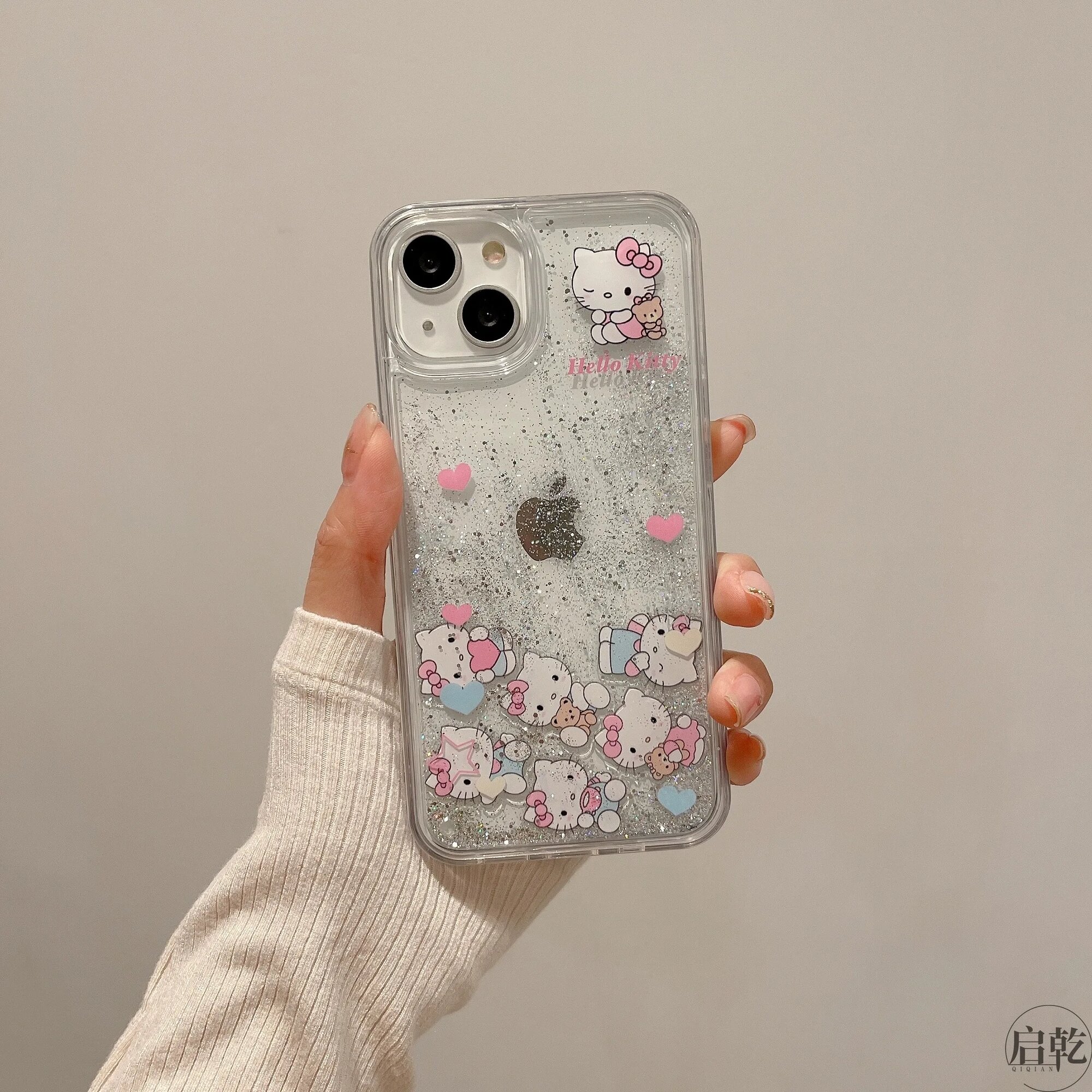 Аниме Куроми мультфильм милый розовый 3D сердце любовь Hello Kitty роскошный блестящий чехол с зыбучим песком для iphone 11 14 12 13 15 16Pro Max чехол Hello Kitty, For iPhone 15ProMax