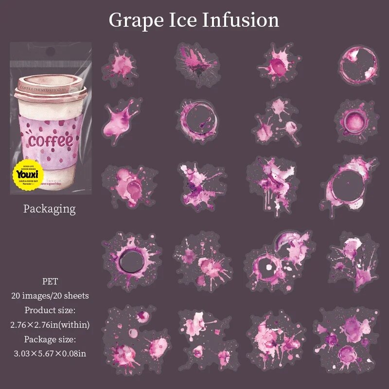 Набор наклеек для альбома YCDBTH Фиолетовый, E Grape Ice Extract