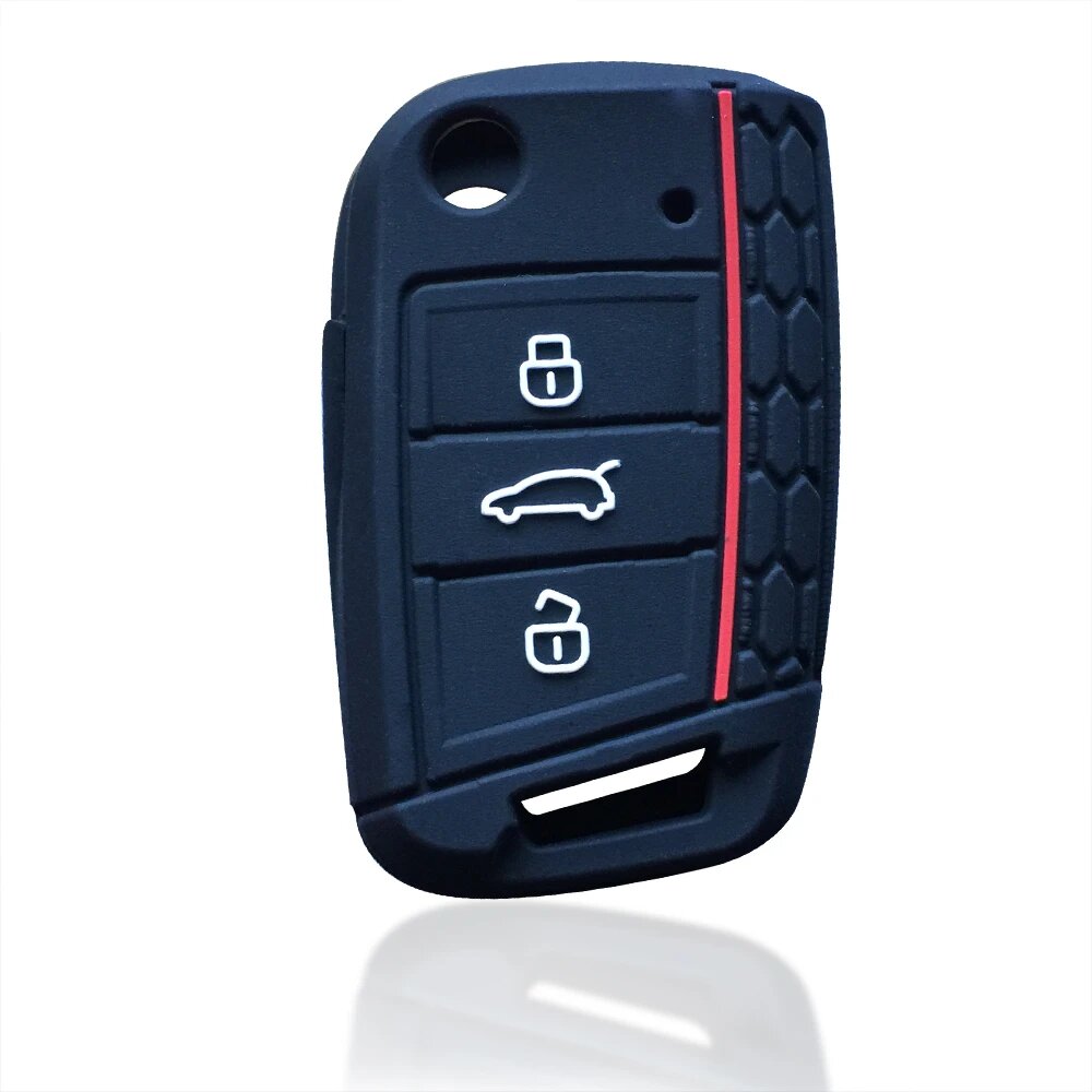 Черный силиконовый чехол для ключа Skoda Seat VW