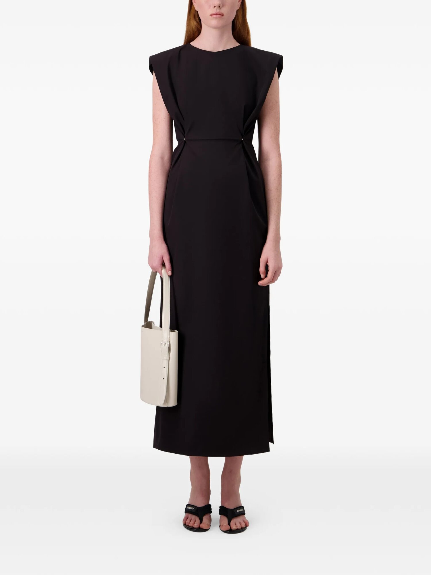 Платье Coperni Structured shoulders adjustable dress, размер 38, black/black — фото 1