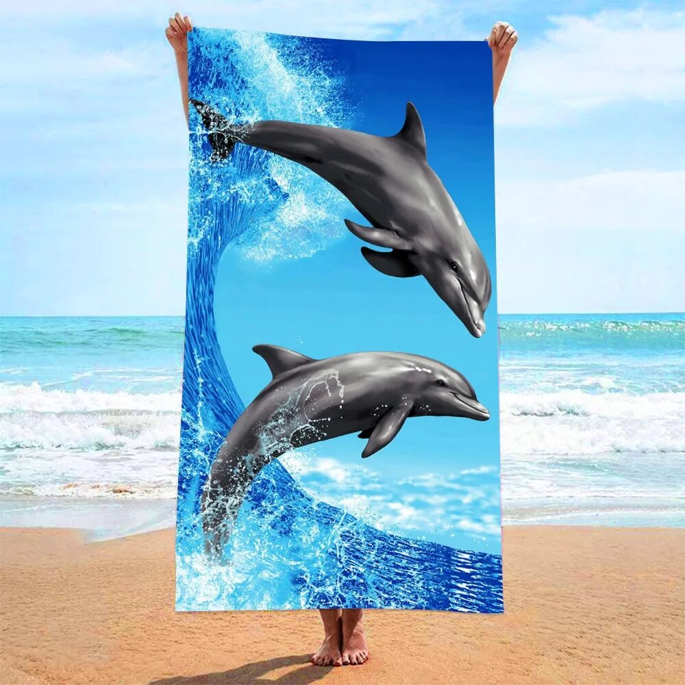 Пляжное полотенце DIZETION, Dolphins, микрофибра