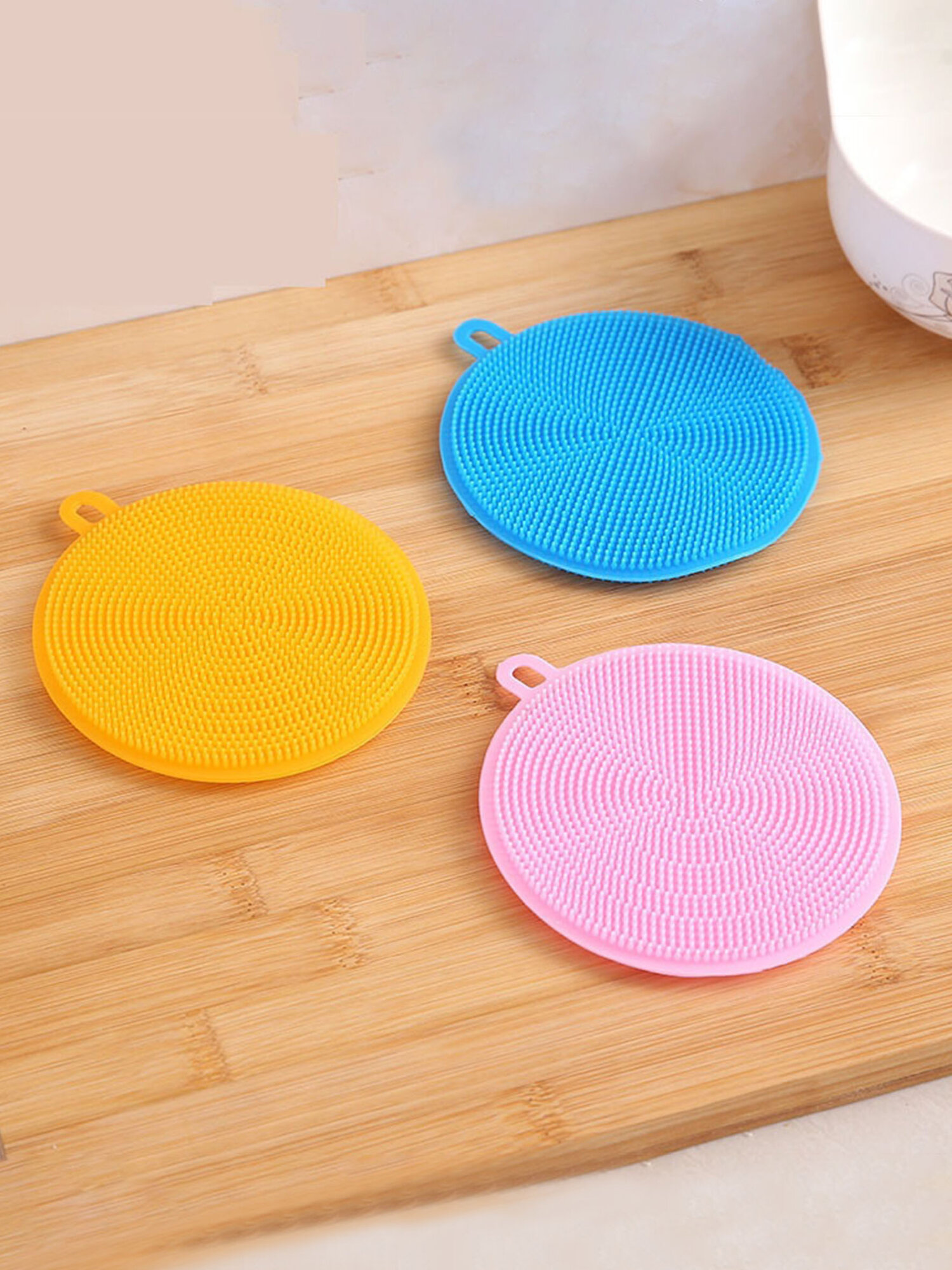 Кухонные принадлежности: силиконовая щётка для мытья посуды, мисок, кастрюль, сковородок, чистящие щётки, кухонные принадлежности, губка для мытья посуды, абразивные губки