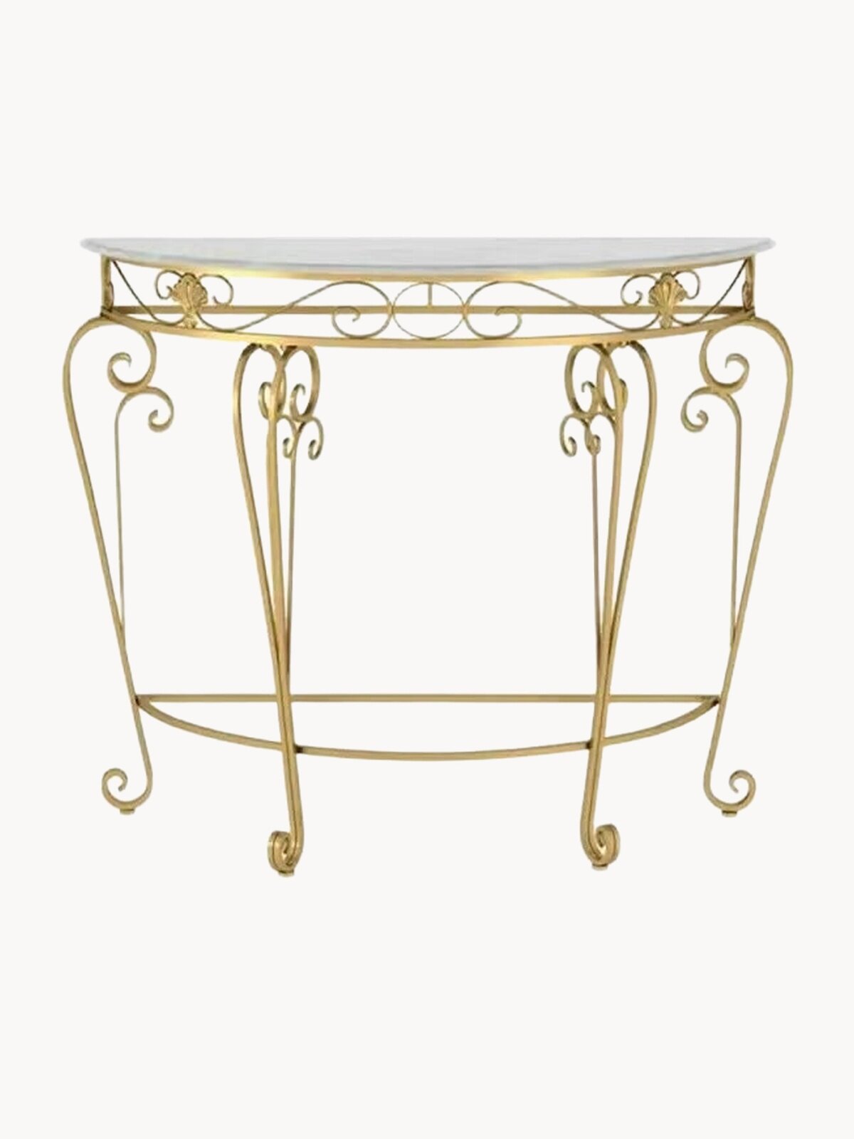 Консольный столик, полукруглая, для дома, металлический каркас, с зеркалом, золотой