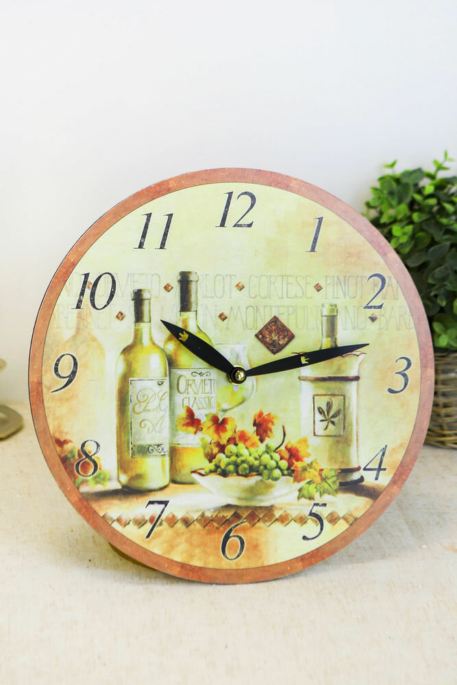 Настенные часы белые вина италии, дерево, 28 см, Koopman International Y36100060-4