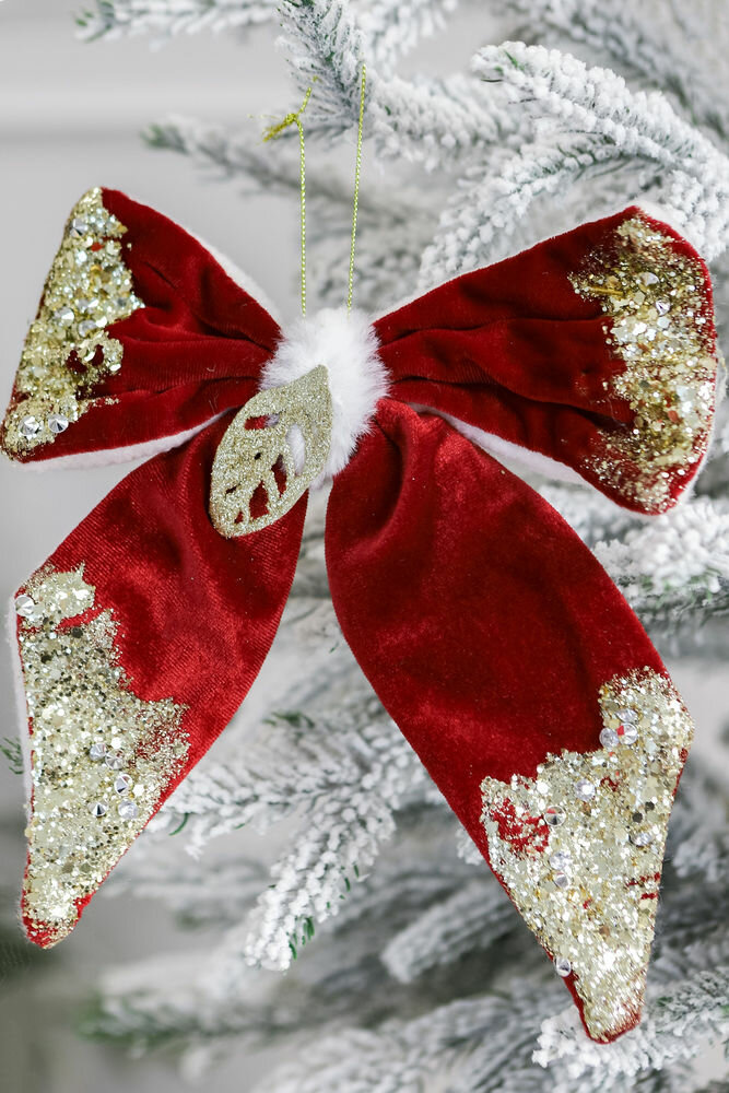 Ёлочное украшение бант дебби, текстиль, красный, 20 см, Due Esse Christmas XNA22025632