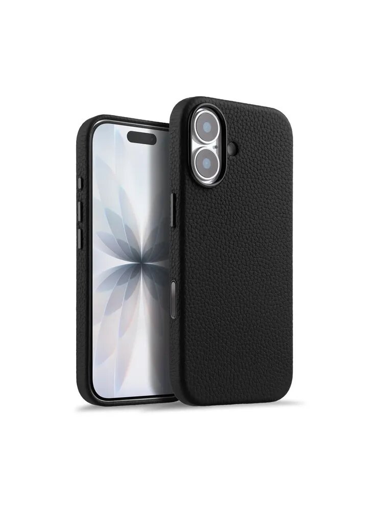 Чехол Melkco из натуральной яловой кожи с верхним слоем для iPhone 17 магнитный чехол для зарядки с кнопкой обновления AI, черный