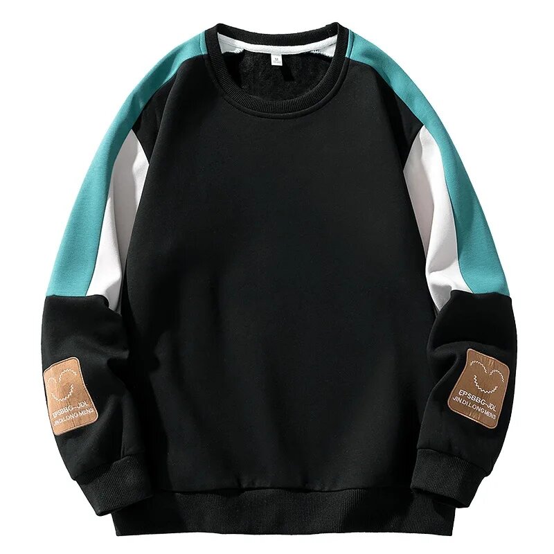 Новый мужской модный брендовый универсальный топ с длинными рукавами на весну и осень с М, black