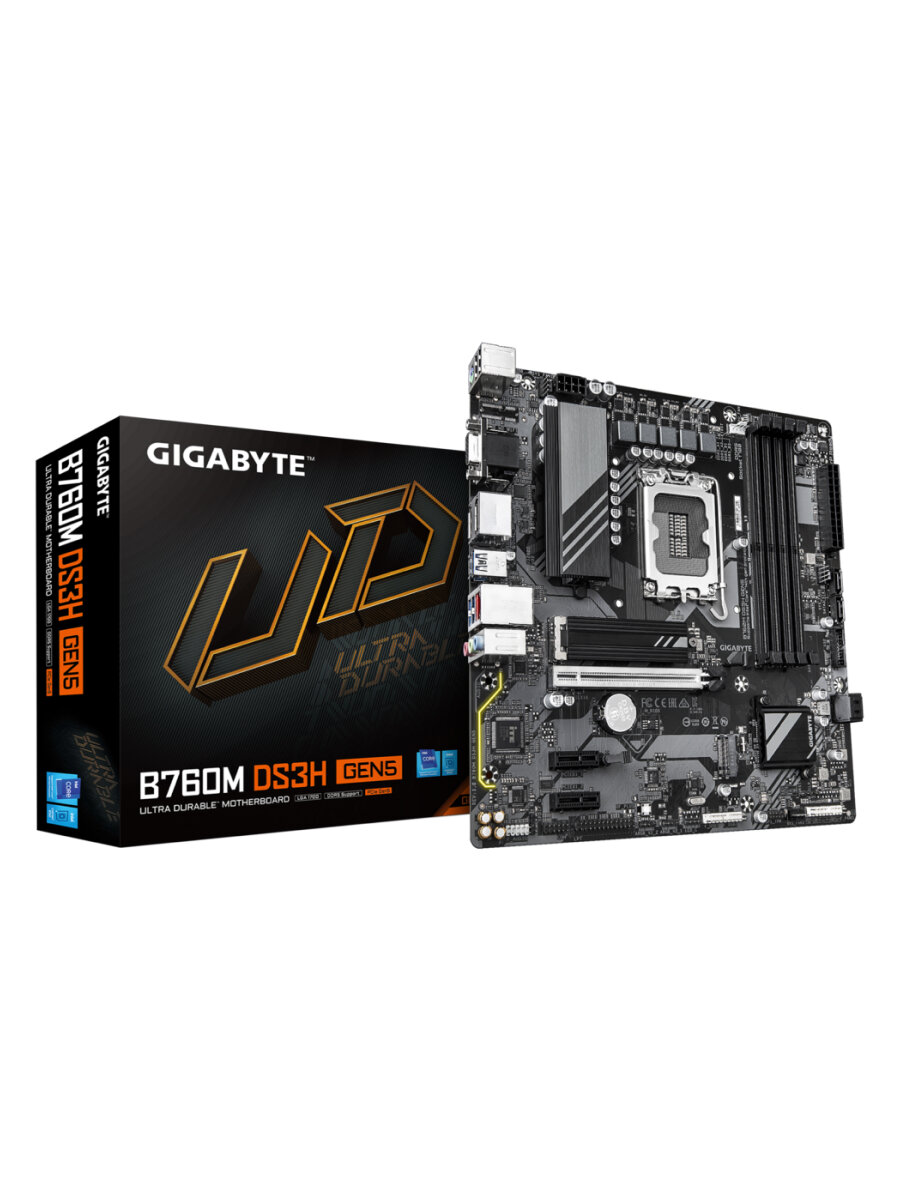 Материнская плата GIGABYTE B760M DS3H GEN5 (LGA1700/B760/4xDDR5/mATX/RAID/DP, HDMI, VGA) (B760M DS3H GEN5)