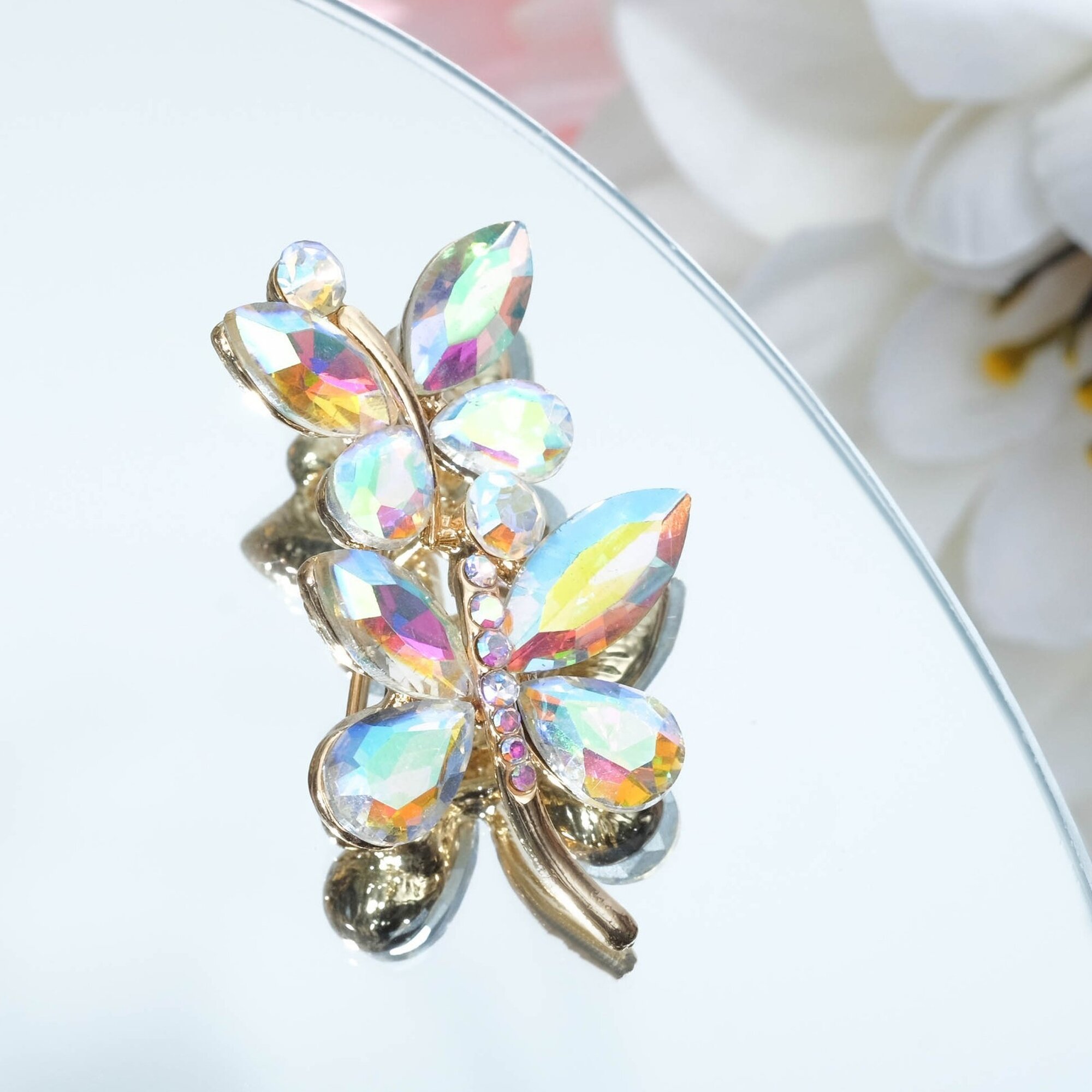 Брошь, стекло, стразы