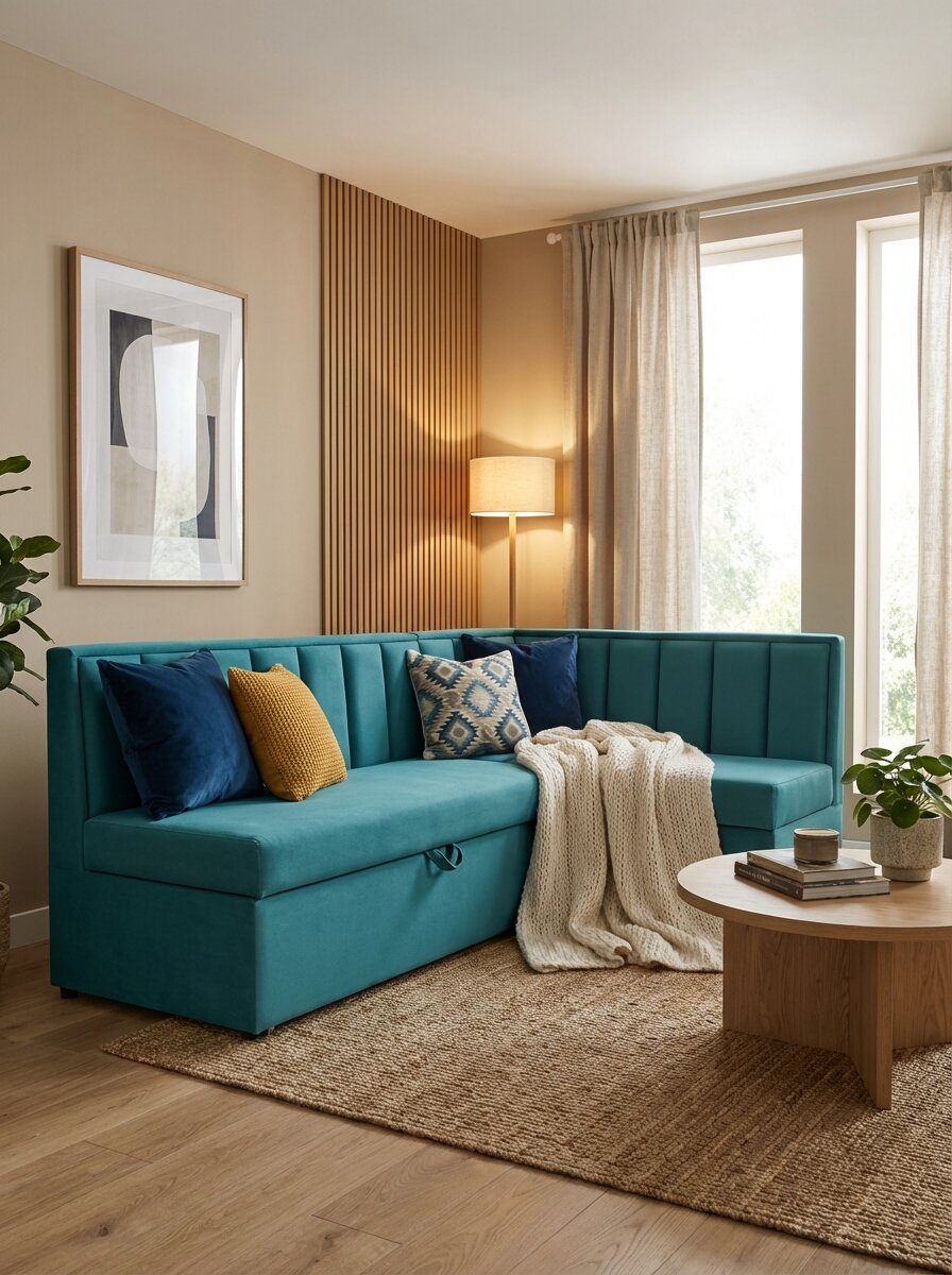 Кухонный уголок Santorini угол правый, голубой