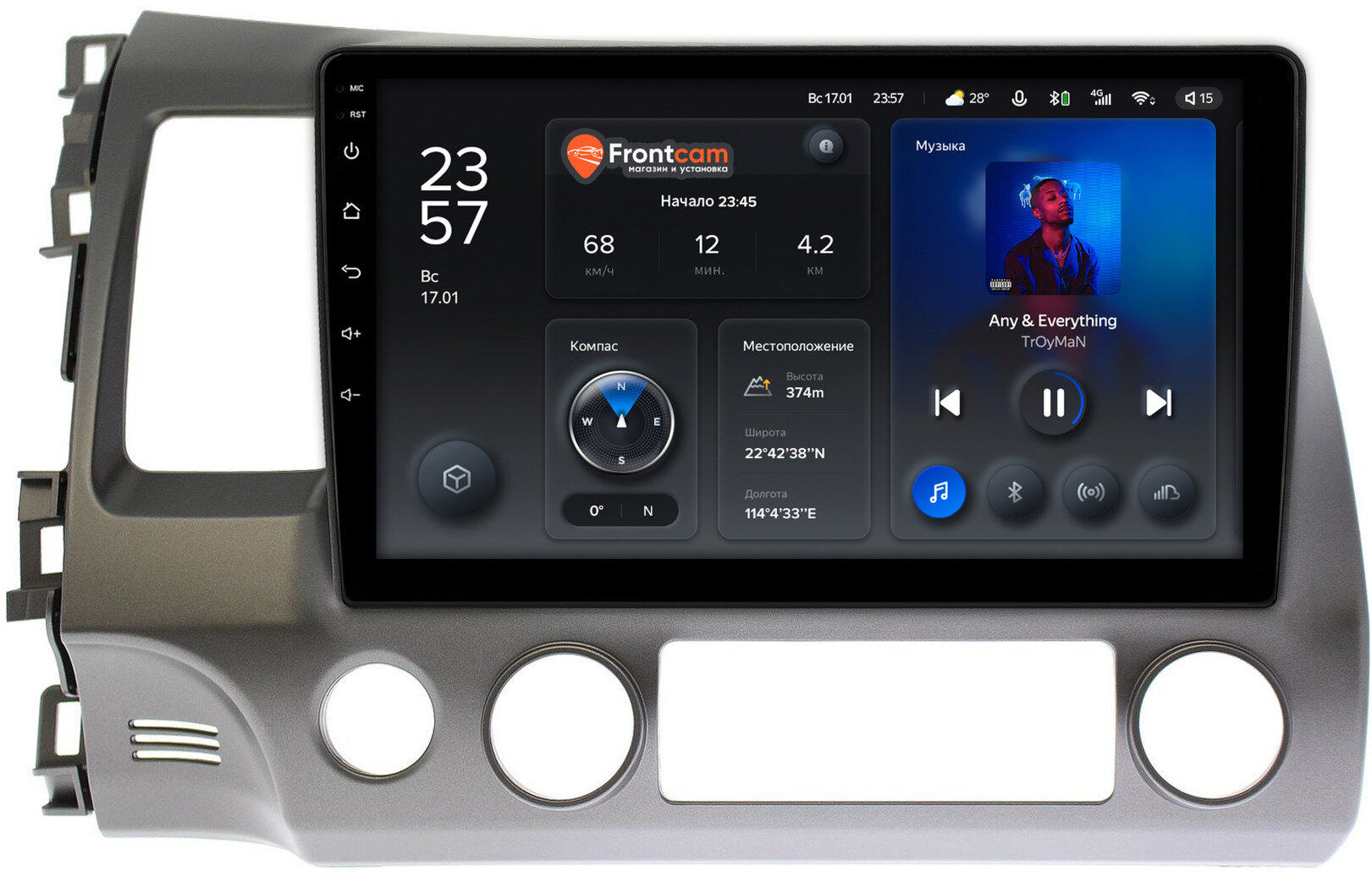 Штатная магнитола Honda Civic 8 4D 2005-2012 (левый руль, седан) Teyes X1 4G 2/32 10" RM-10-063 Android 10 (4G-SIM, DSP)