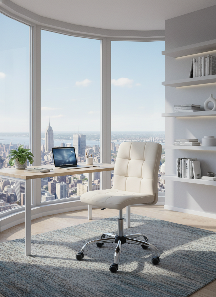 Кресло компьютерное офисное TetChair, флок, молочный