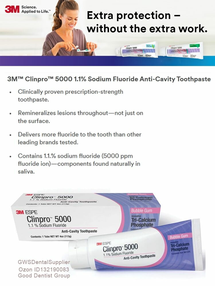 Clinpro 5000 зубная паста с фтором 5000 ppm очищение зубов укрепление эмали и свежесть дыхания уход за полостью рта