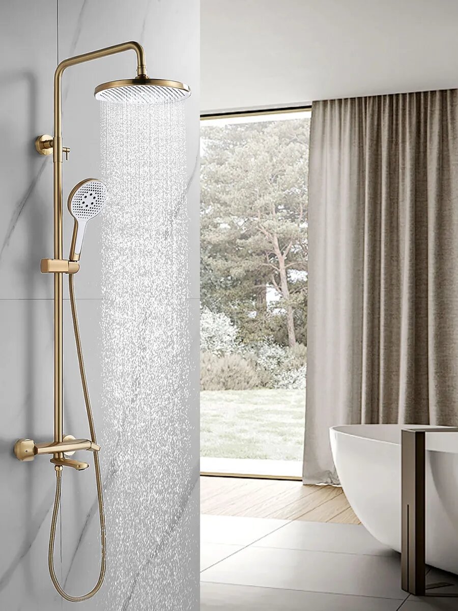 Душевая система со смесителем и тропическим душем Rose R3936G