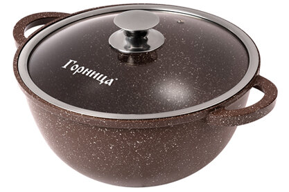 Казан литой 6л с крышкой антипригарный для плова тушения, Горница