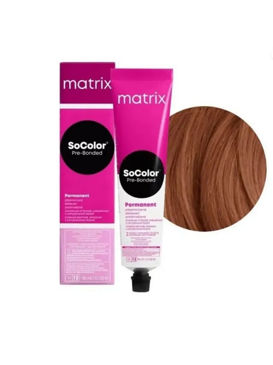 Краска для волос Matrix Coloring Hair SoColor Pre-Bonded, Перманентная краска для волос с бондером, 6BC (6.54)
