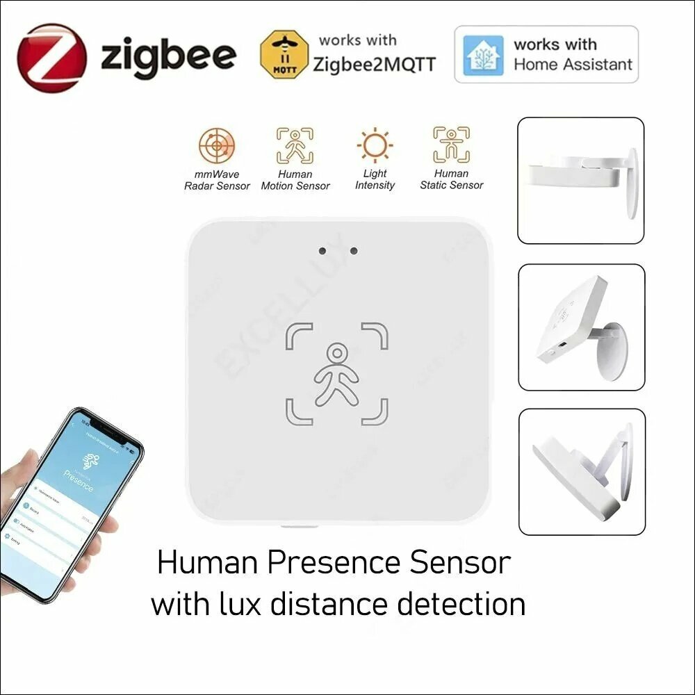 Умный Zigbee 3.0 датчик света и движения, Tuya Smart Life, 5.8G MmWave Радар Датчик присутствия человеческого тела