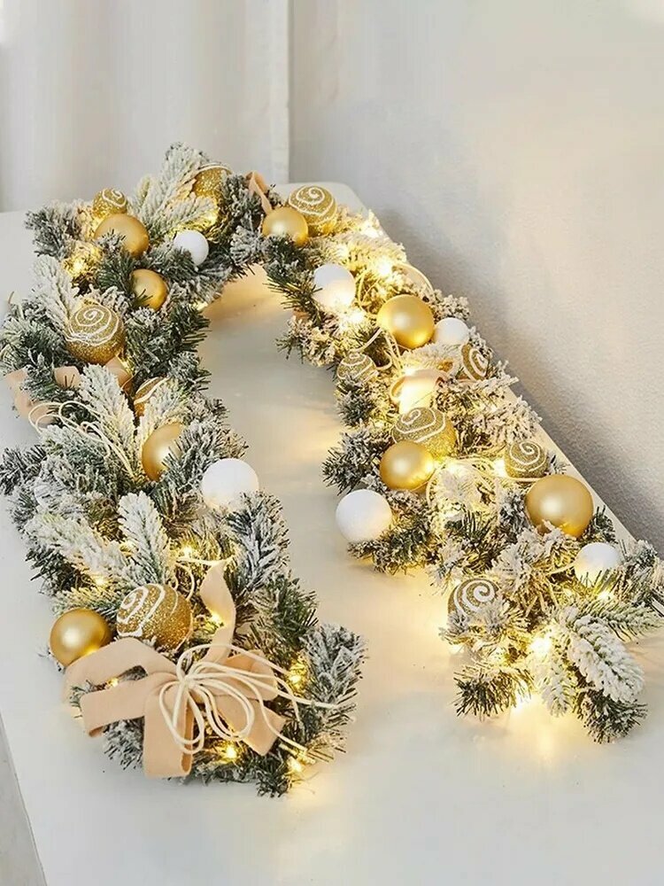 Искусственная лиана хвойная гирлянда новогодняя для декора комнаты, искусственные цветы для декора с гирляндой, 1.8 метра в длину