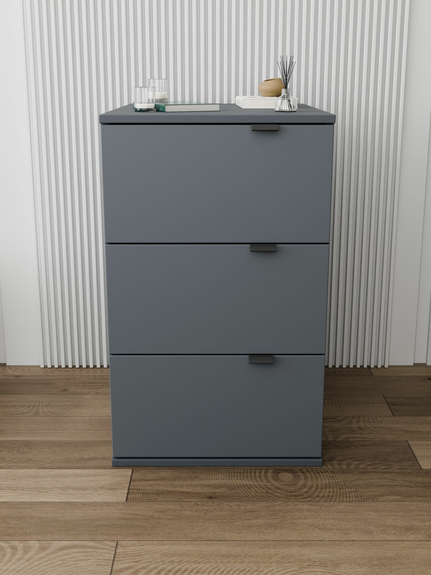 Изумлит Комод для белья и одежды Компакт 3 ящика, 45х73.5х58.4 см, графит