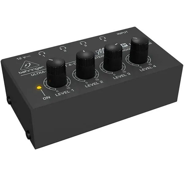 Behringer Microamp HA400 - Компактный 4-канальный стерео усилитель для наушников, 1 вход, 4 независимые секции с регулировкой уровня — фото 1