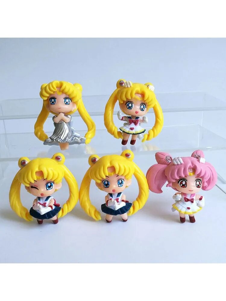 Sailor Moon Красивые игрушки-куклы для девочек, 5 игрушечных украшений, скульптуры ручной работы