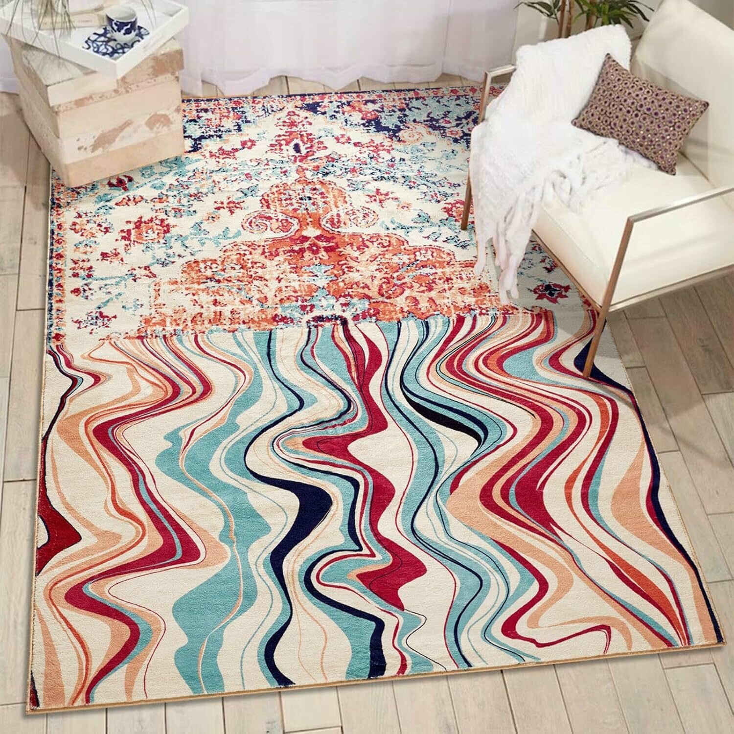 Ковер из искусственного кашемира в стиле бохо, винтажный коврик для дивана в гостиной, 60x90cm