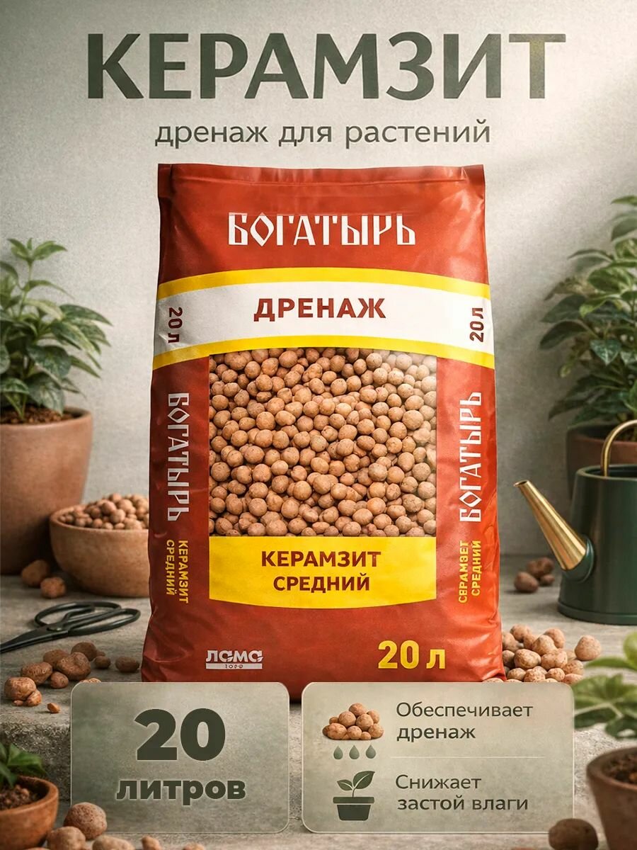 Керамзит средний Богатырь дренаж 20 л